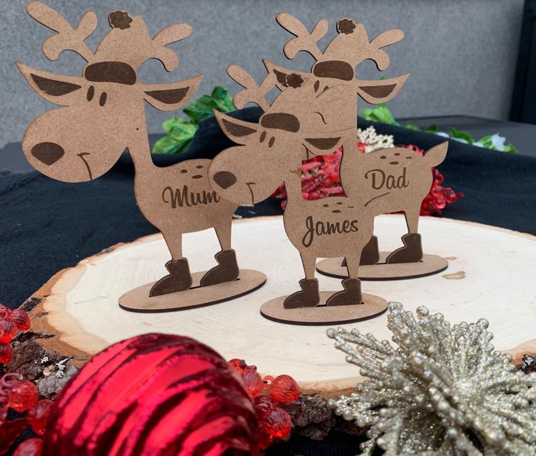 Personalised Freestanding Reindeer, Place Names Setting Decoration ...