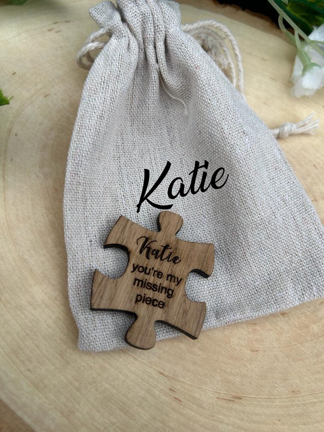 Personalised Wooden My Missing Piece Puzzle Token Gift, Romantic ...