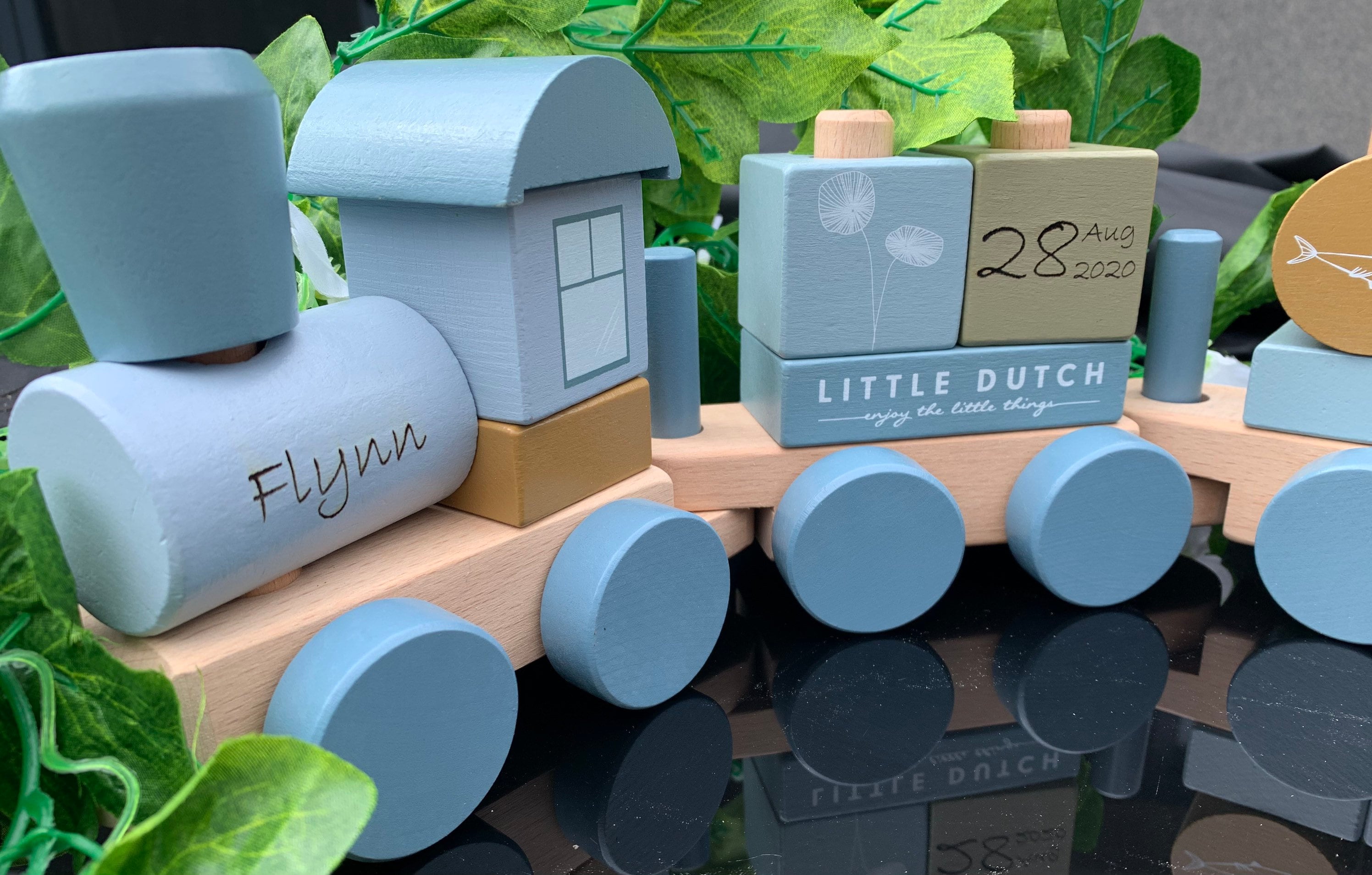Wooden Personalised Train Set Kids Engraved Custom Blue Pull - Etsy