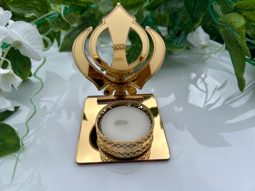 Khanda Tea Light Candle and Holder Sikh Symbol Khanda Shadow Diya, Diva ...
