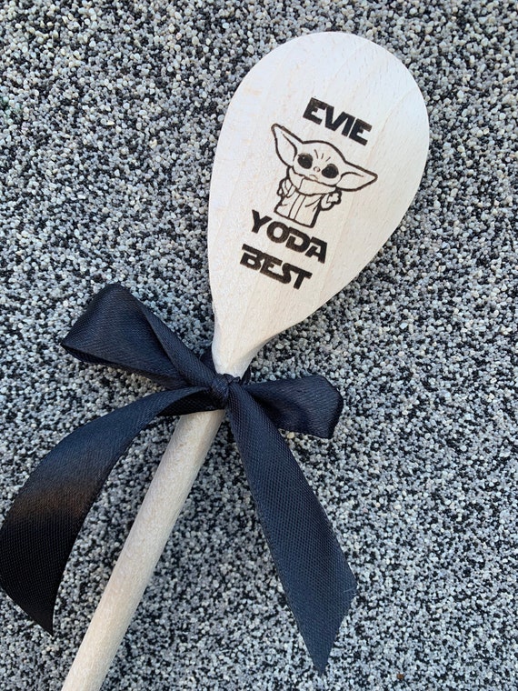 Star Wars Personalised Inspired Wooden Baby Yoda Spoon Baking - Etsy
