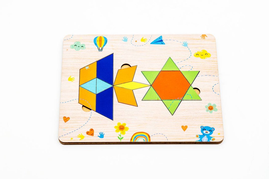 Popular Puzzle for Children Tangram "flower". Ecological Wooden Puzzle ...