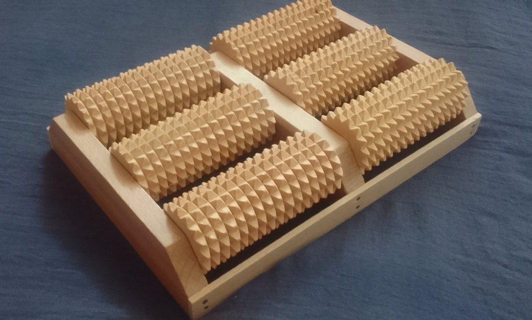 Roller Wooden Massager With Spikes for the Feet of Both Legs Made of ...