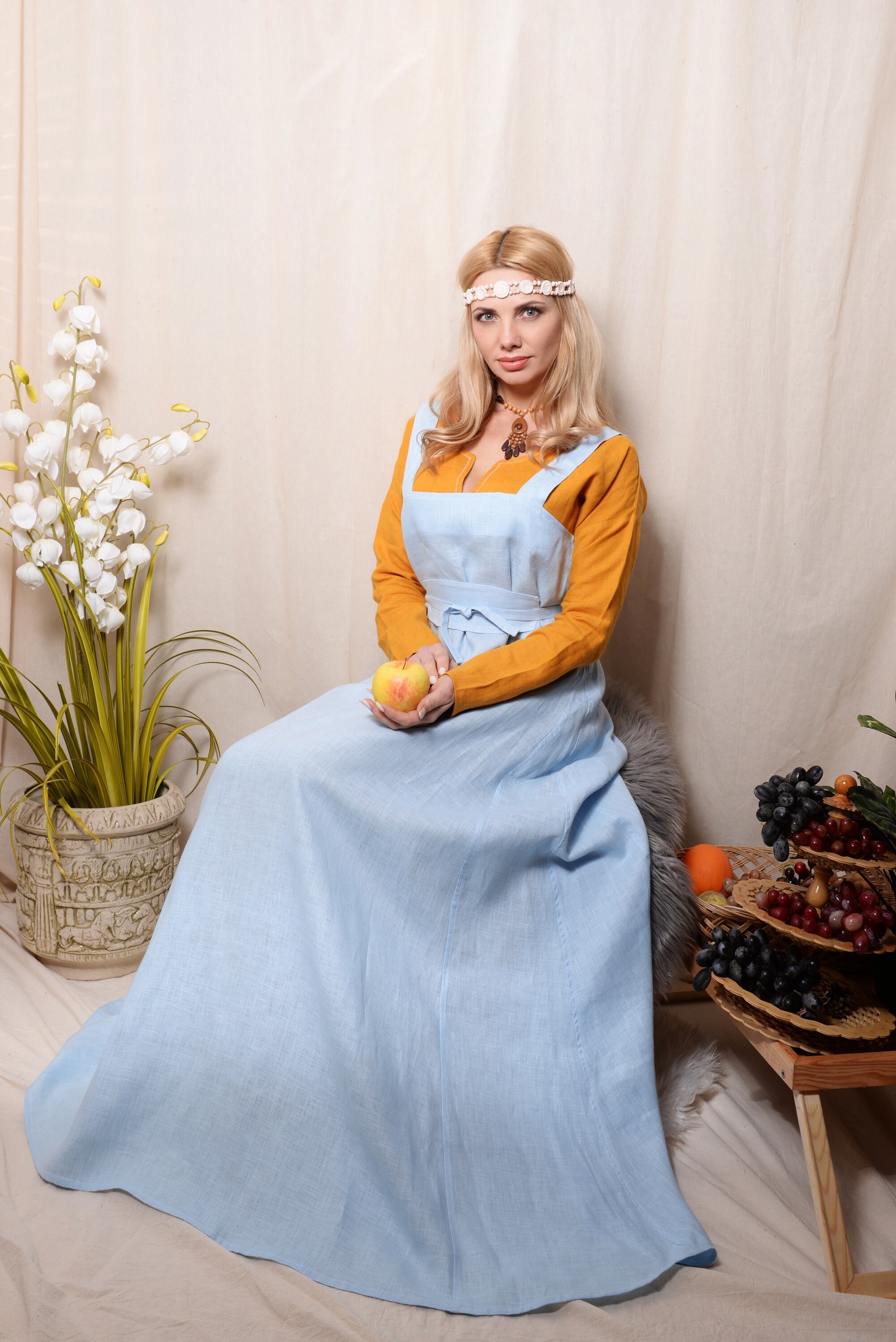 Viking Apron Dress LARP Apron Medieval Cloak Hooded cloak | Etsy