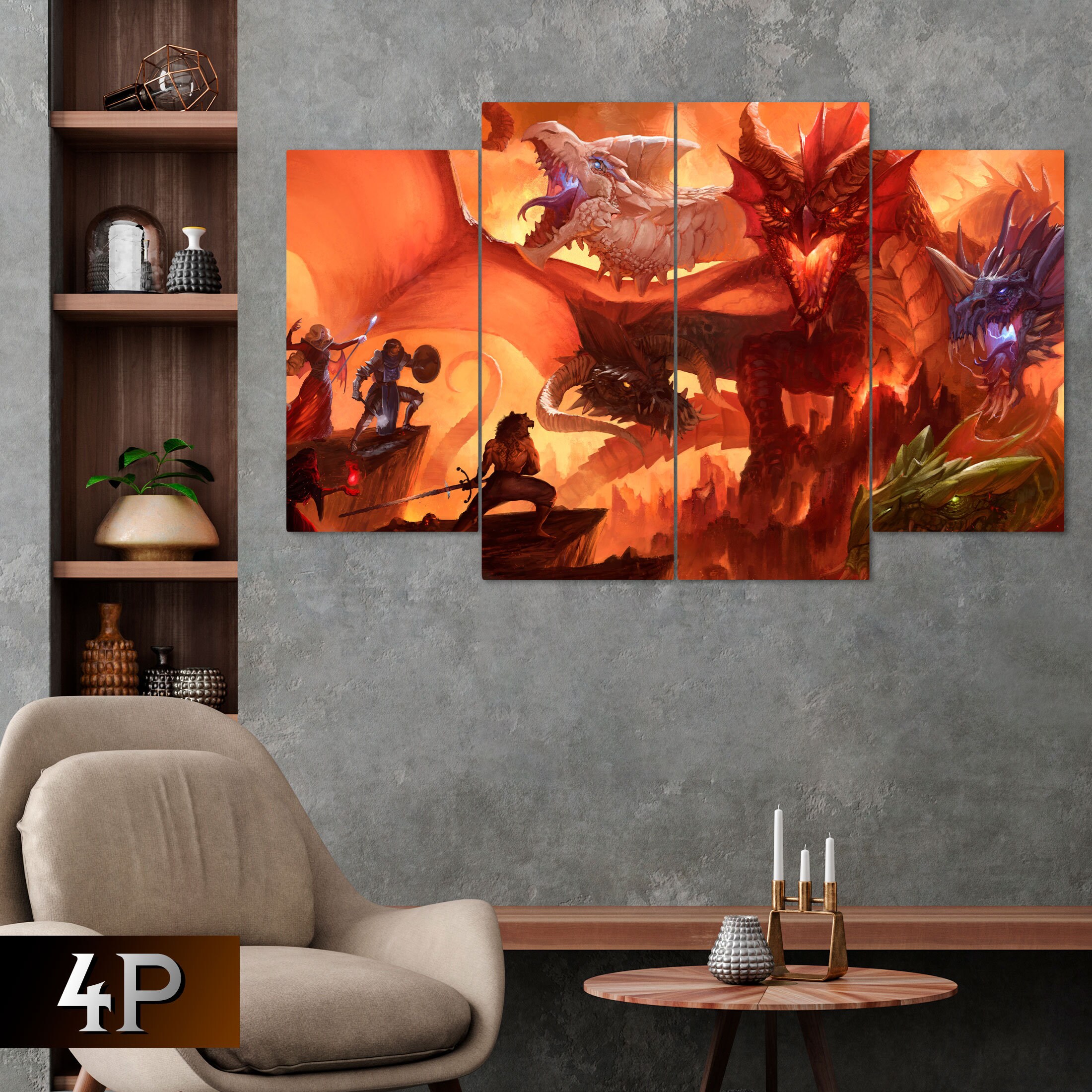 Tiamat Canvas D&D Canvas Dragons Wall Art Dungeons and - Etsy