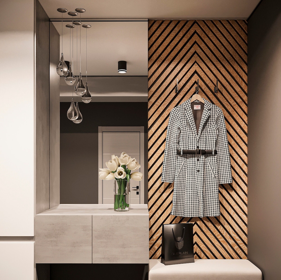 Decorative Panels, Wood Wall Slats Panel, Wide Oak Panels, 3D Wall Slat ...