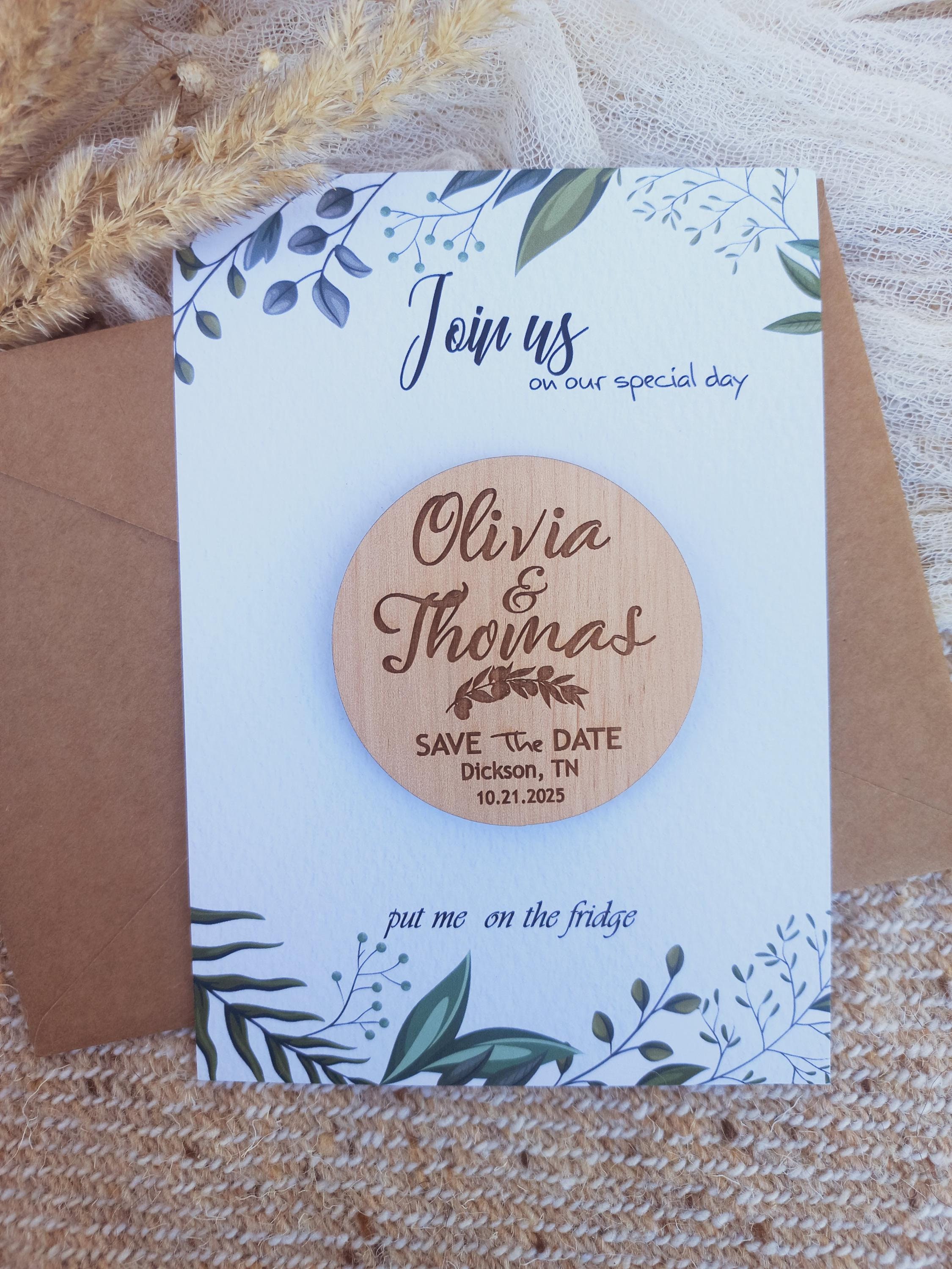 Creative Save the Dates, Personalized Wooden Save the Date Magnet, Save ...