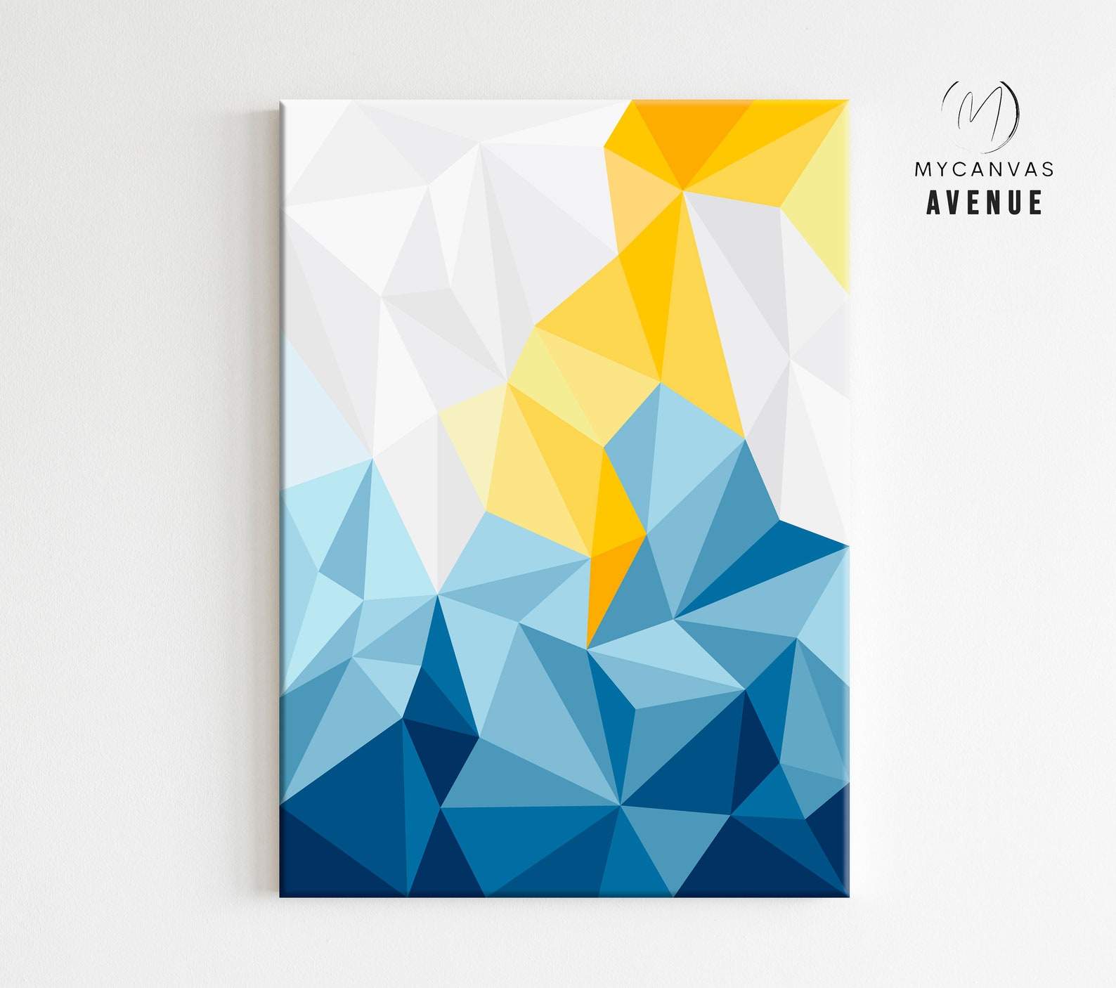 Canvas Art in Blue and Yellow Geometric Artwork Kids Room | Etsy