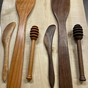 Set of Wood Utensils for Cooking Utensil Bundle Honey Dipper Hardwood ...