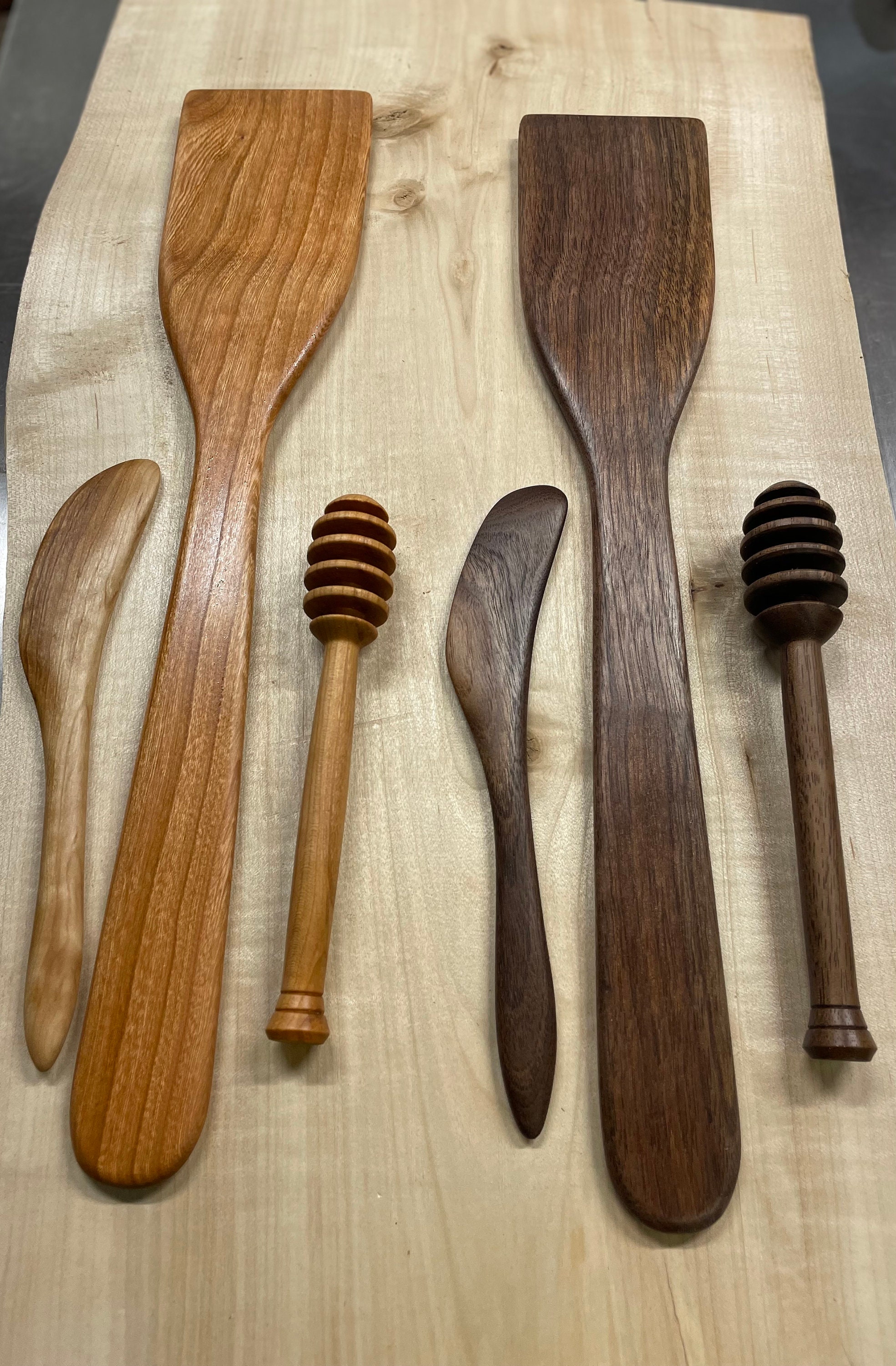 Set of Wood Utensils for Cooking Utensil Bundle Honey Dipper Hardwood ...