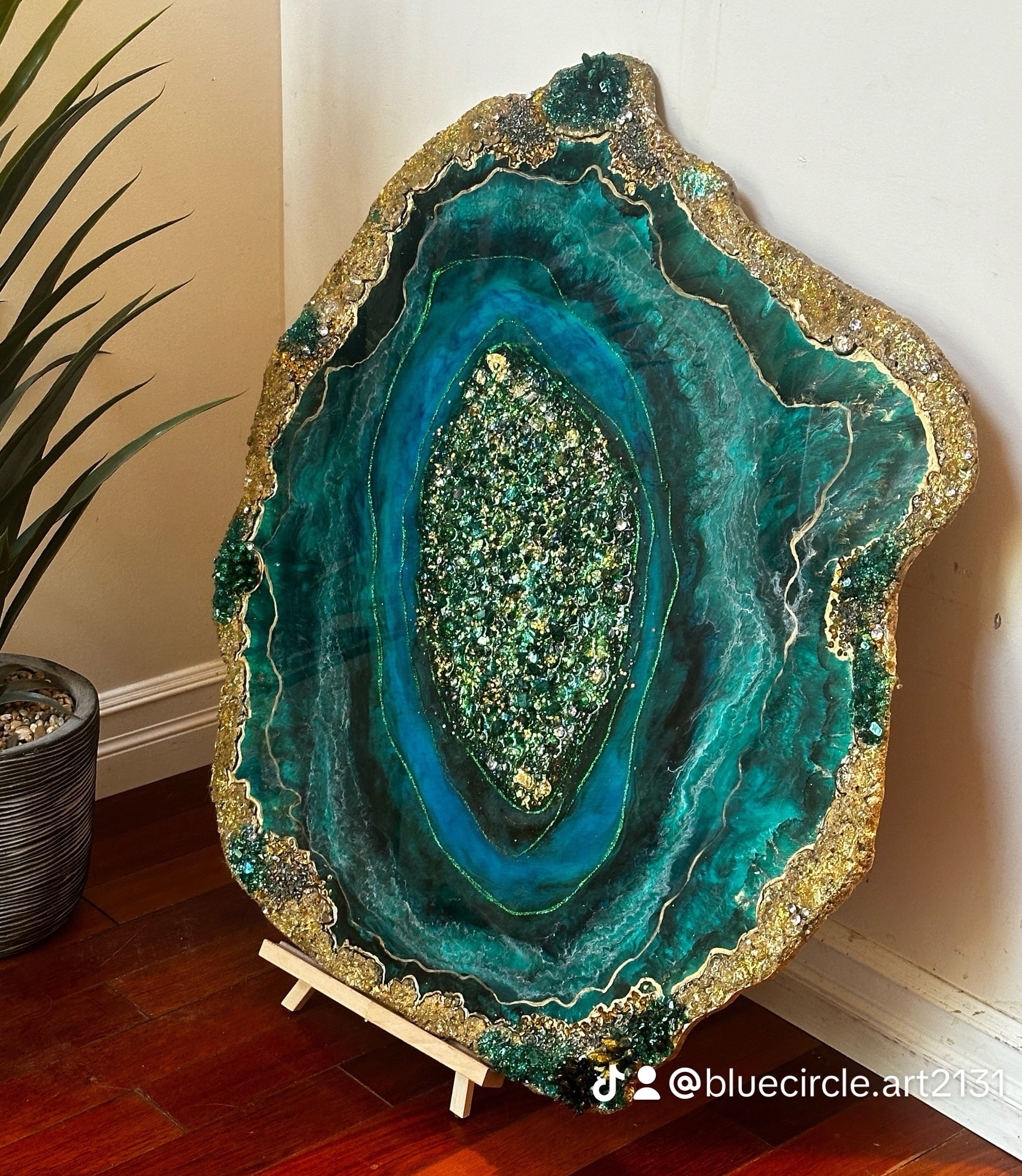 Emerald Green Geode Resin Painting – Malachite Crystal Agate Large ...