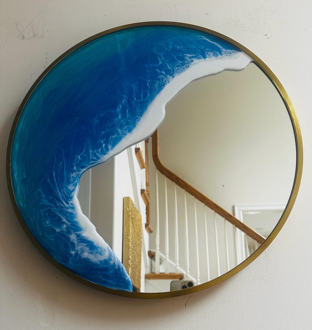 Ocean Waves Mirror - Epoxy Resin Seaside Bathroom Accent - Custom ...