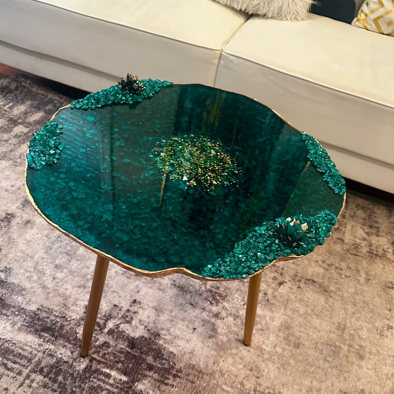 Green Glass Table - Etsy