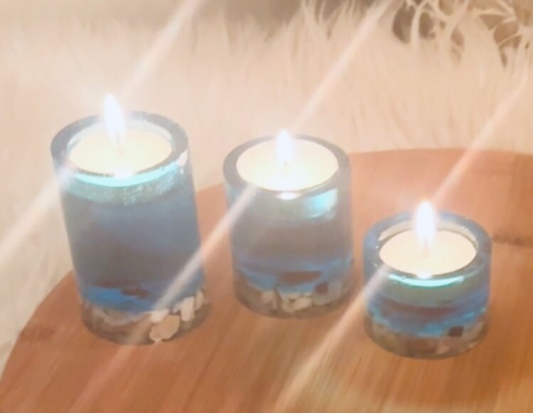Set of 3 Ocean Themed Tea Light Holders, Home Decor, Gift, Resin Tea ...