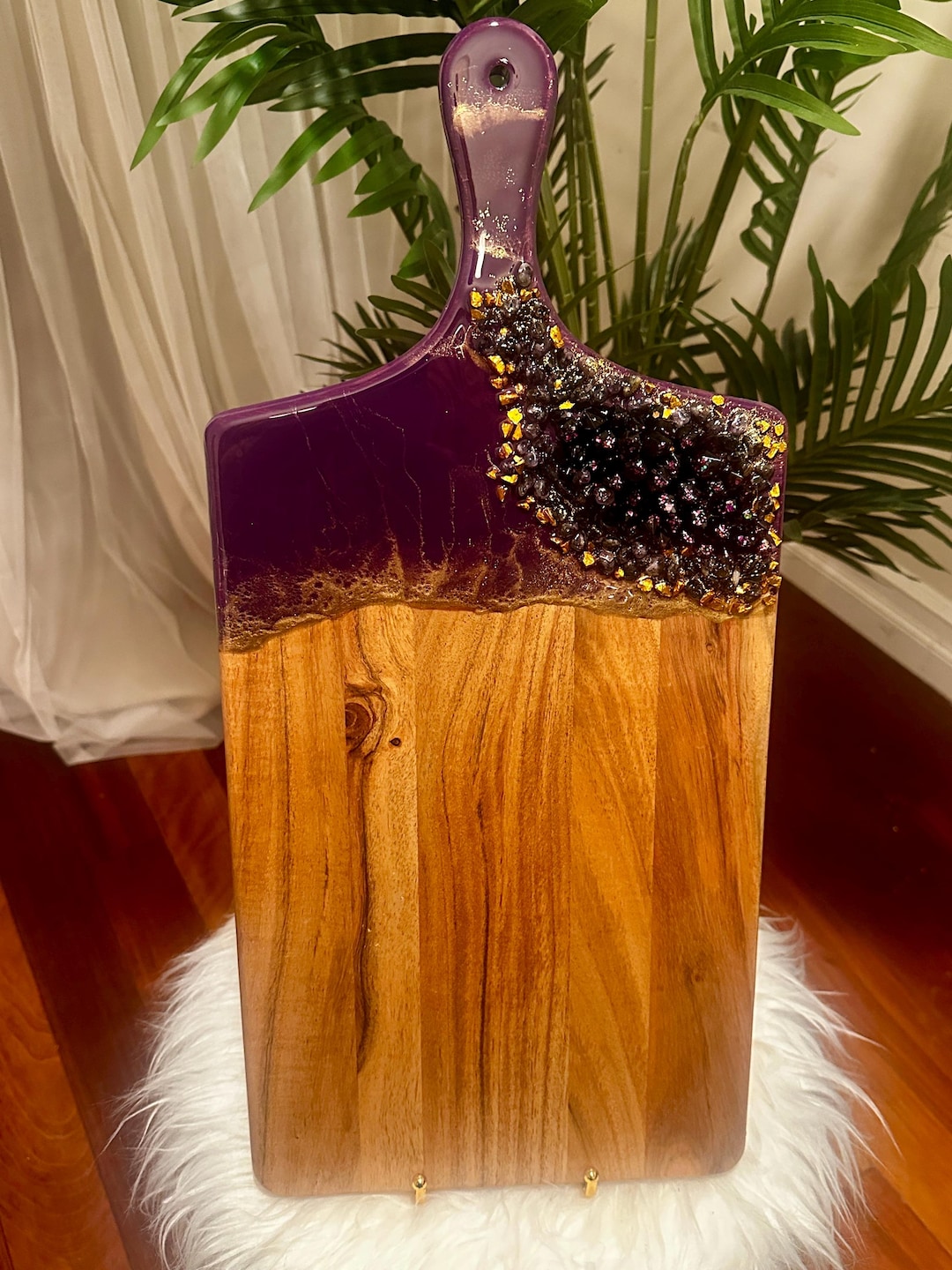 Amethyst Crystal Charcuterie Board | Acacia Wood Cheese Board, Purple ...