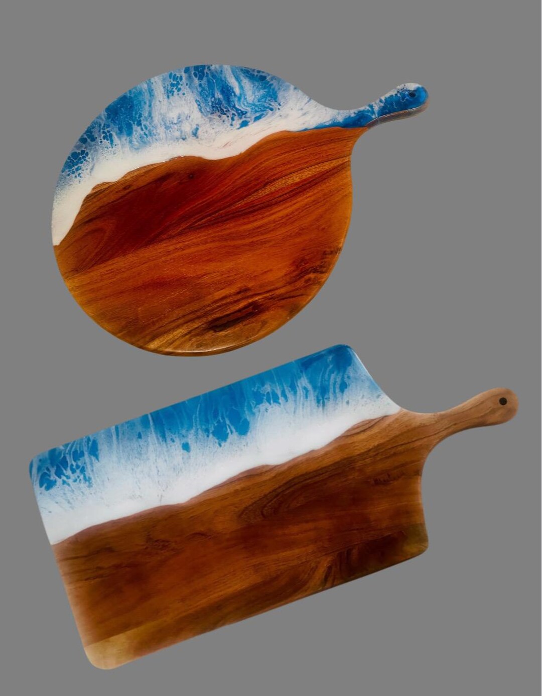 Ocean Resin Cheese Board | Large Acacia Wood Charcuterie Board ...