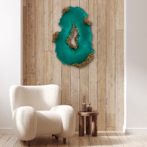 Emerald Geode, Coffee Table Resin Emerald Wall Art, Resin Coffee Table ...