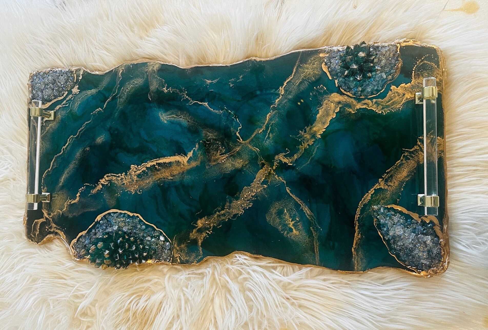 Large Emerald Green Geode Agate Quartz Crystals Beautiful Decorative ...