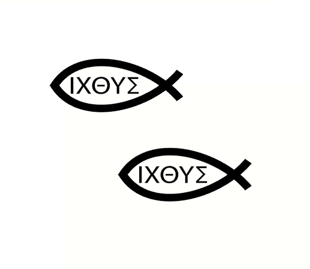Fish Symbol, ICHTHYS Symbol, Jesus Code, Christian Sticker, 2 Pieces of ...