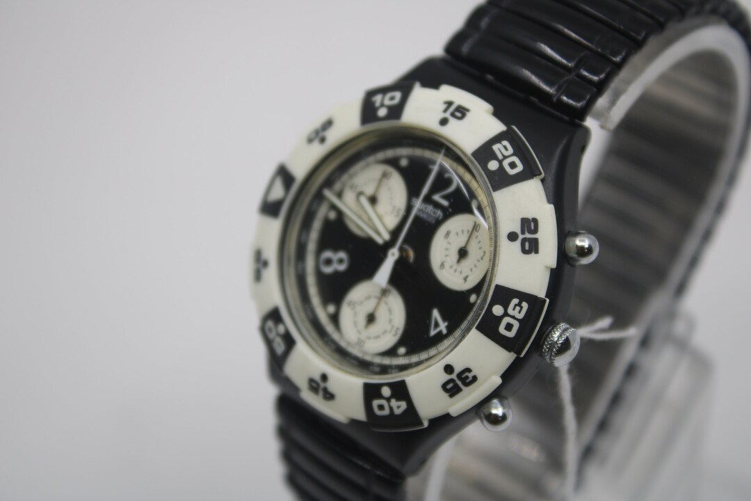 1995 Vintage Swatch Chrono Scuba 'black Jack' SEB100/101, New Old Stock ...