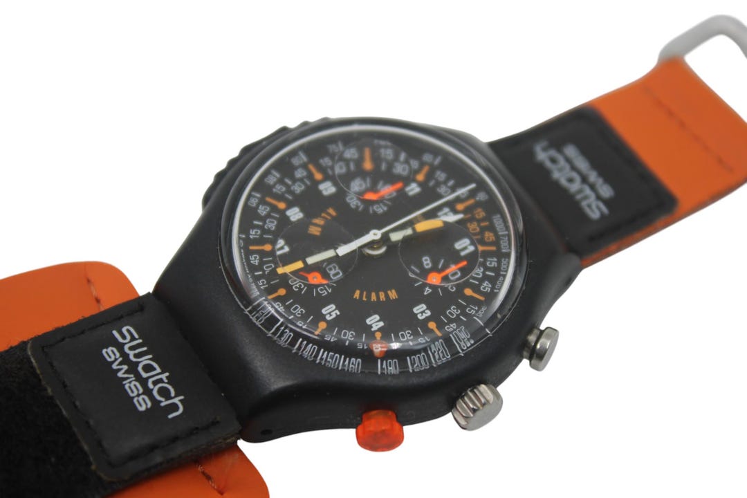 1998 'firewall' Vintage Gents Alarm Chrono Swatch SOB402, NEW OLD STOCK ...