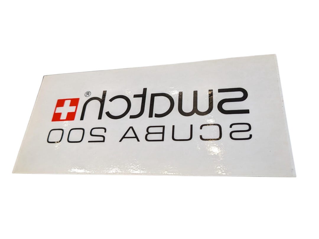 Swatch Vintage Mirrored Transparent Scuba 200 Window Sticker, Original ...