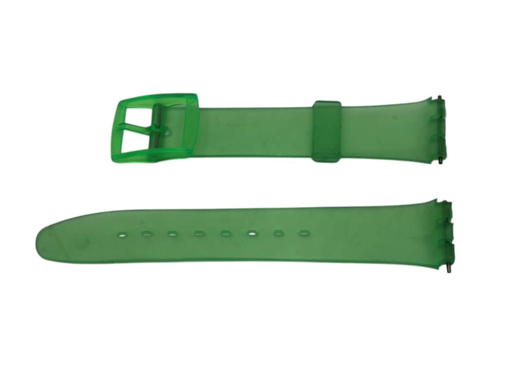 17mm Non-original Gents Swatch Strap, Light Green Translucent, Pins ...
