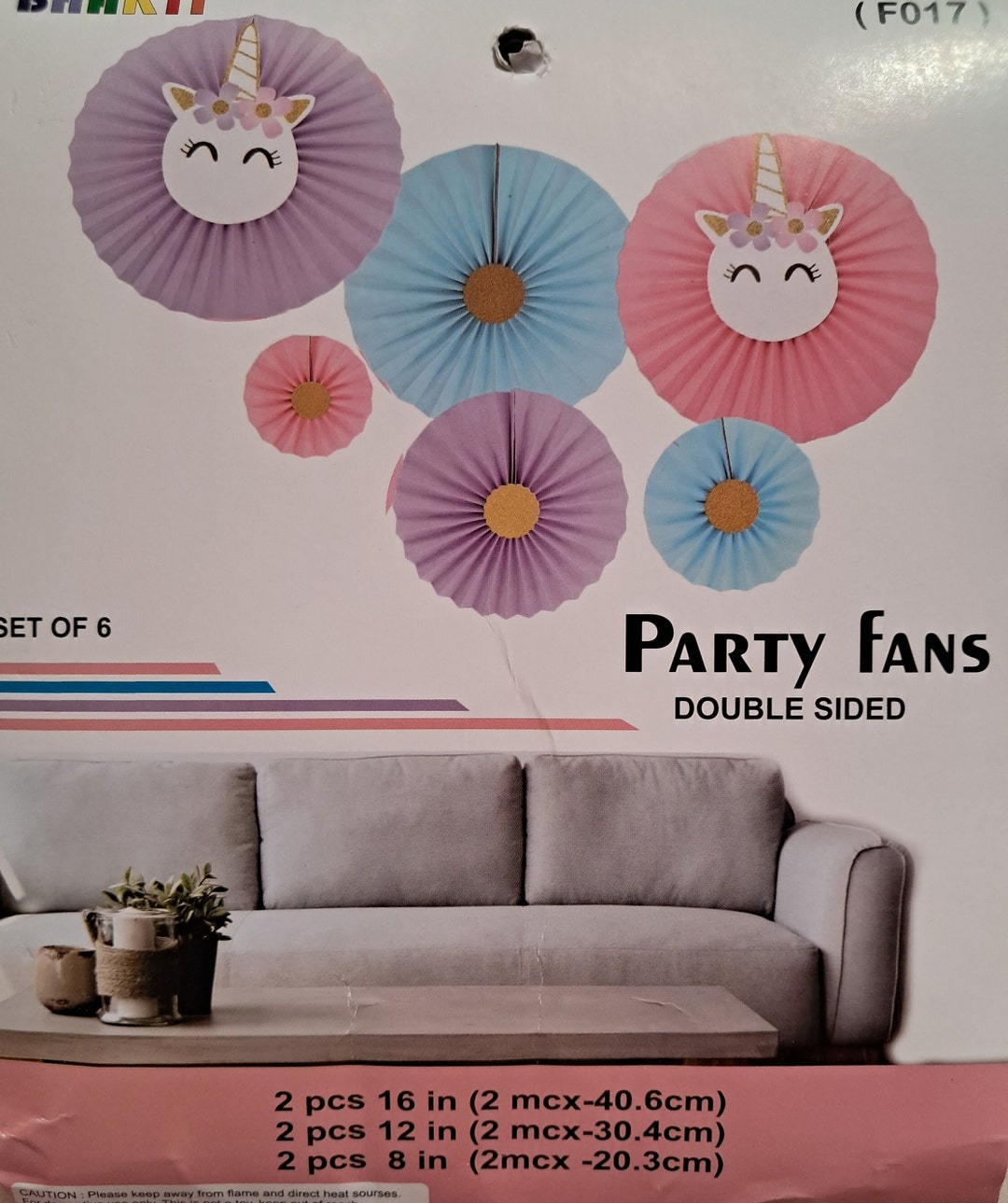 Unicorn Theme Paper Decoration Fans Pack of 6 pastel Colours - Etsy