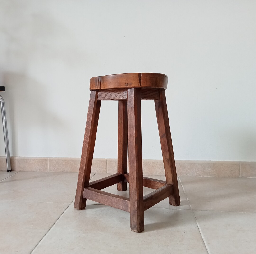 Old Solid Oak Farm Stool From the 30s/40s - Etsy