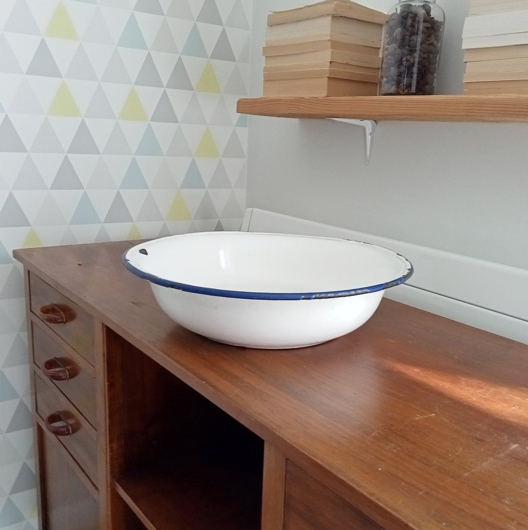 Old Enameled Sheet Metal Basin From the 60s - Etsy
