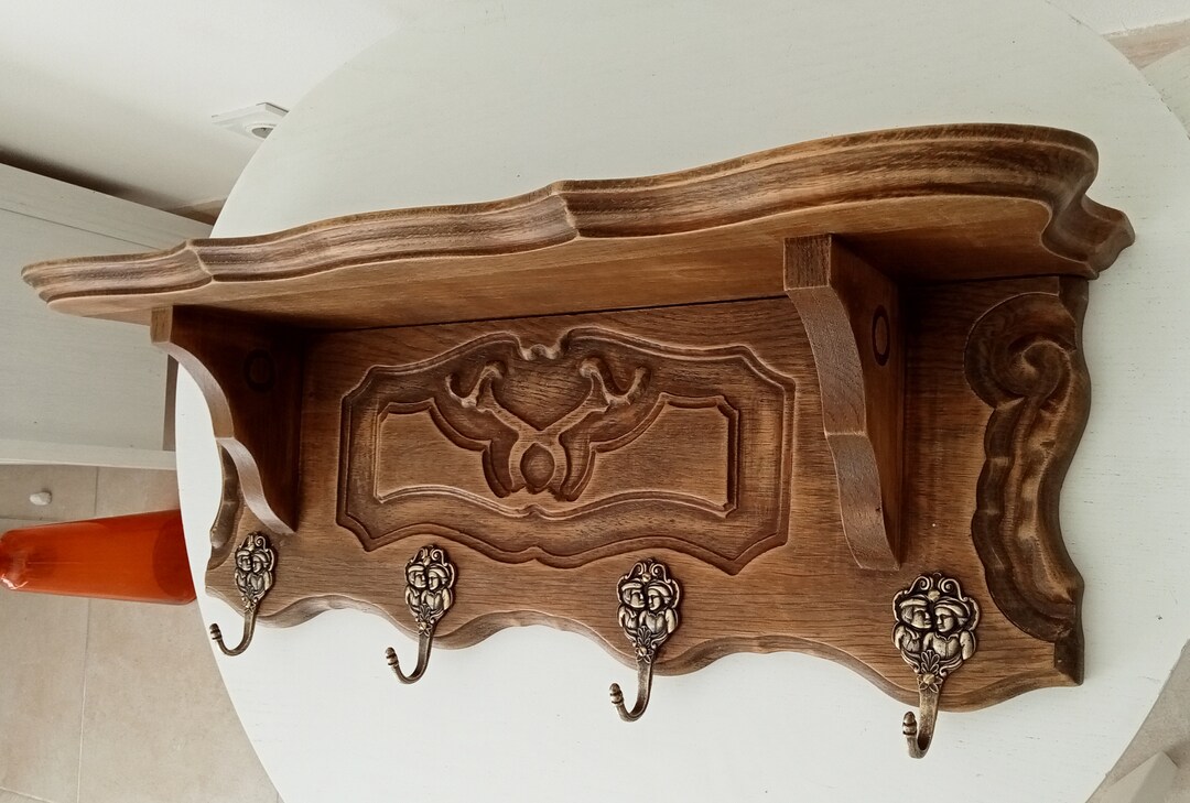 Coat Rack Old Hat Rack in Solid Oak Brass Years Coat Rack Old - Etsy
