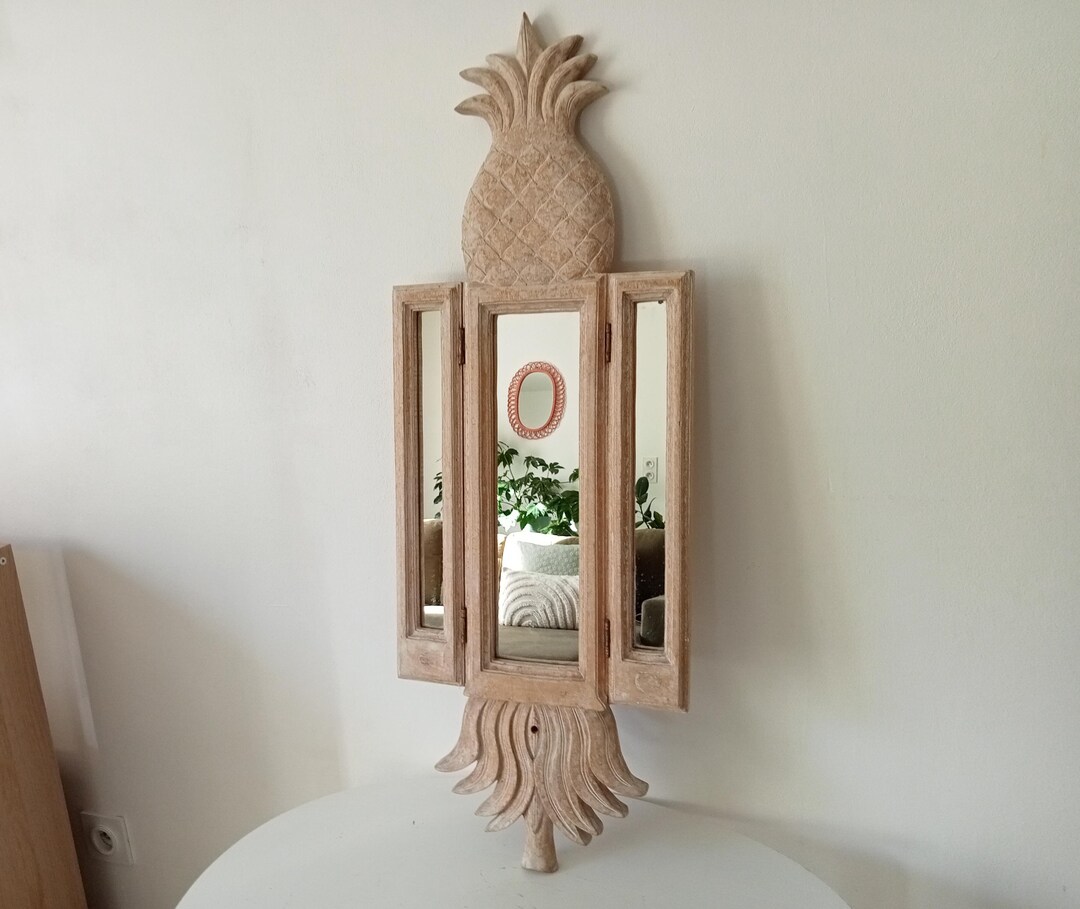 Art Deco Pineapple Triptych Mirror in Carved Wood - Etsy