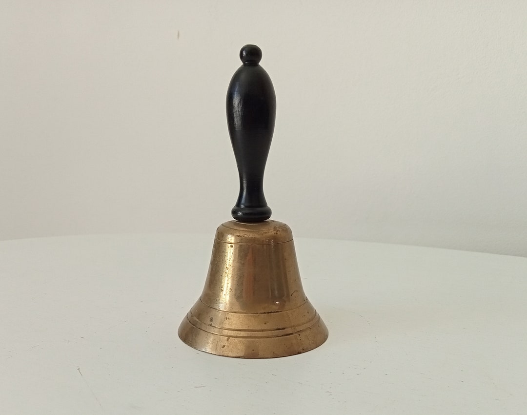 Old School Bell in Wood and Solid Brass, School Bell From the 60s - Etsy