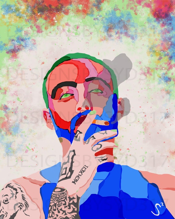 Mac Miller Portrait Colorful Art Print | Etsy