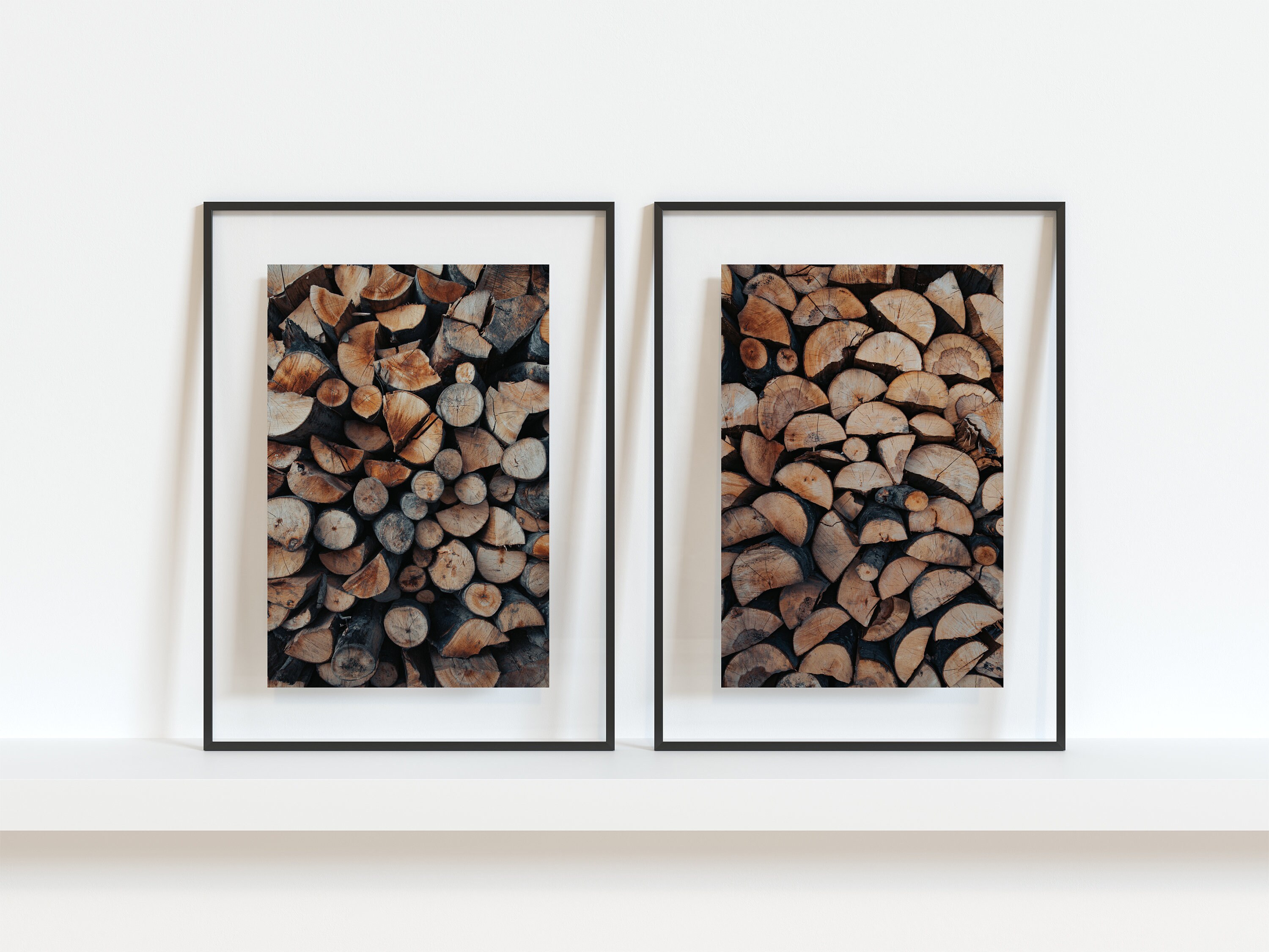 Wood Log Set of 2 Prints - Wood Art - Wood Pile Poster - Rustic Poster ...