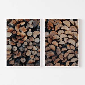 Wood Log Set of 2 Prints - Wood Art - Wood Pile Poster - Rustic Poster ...