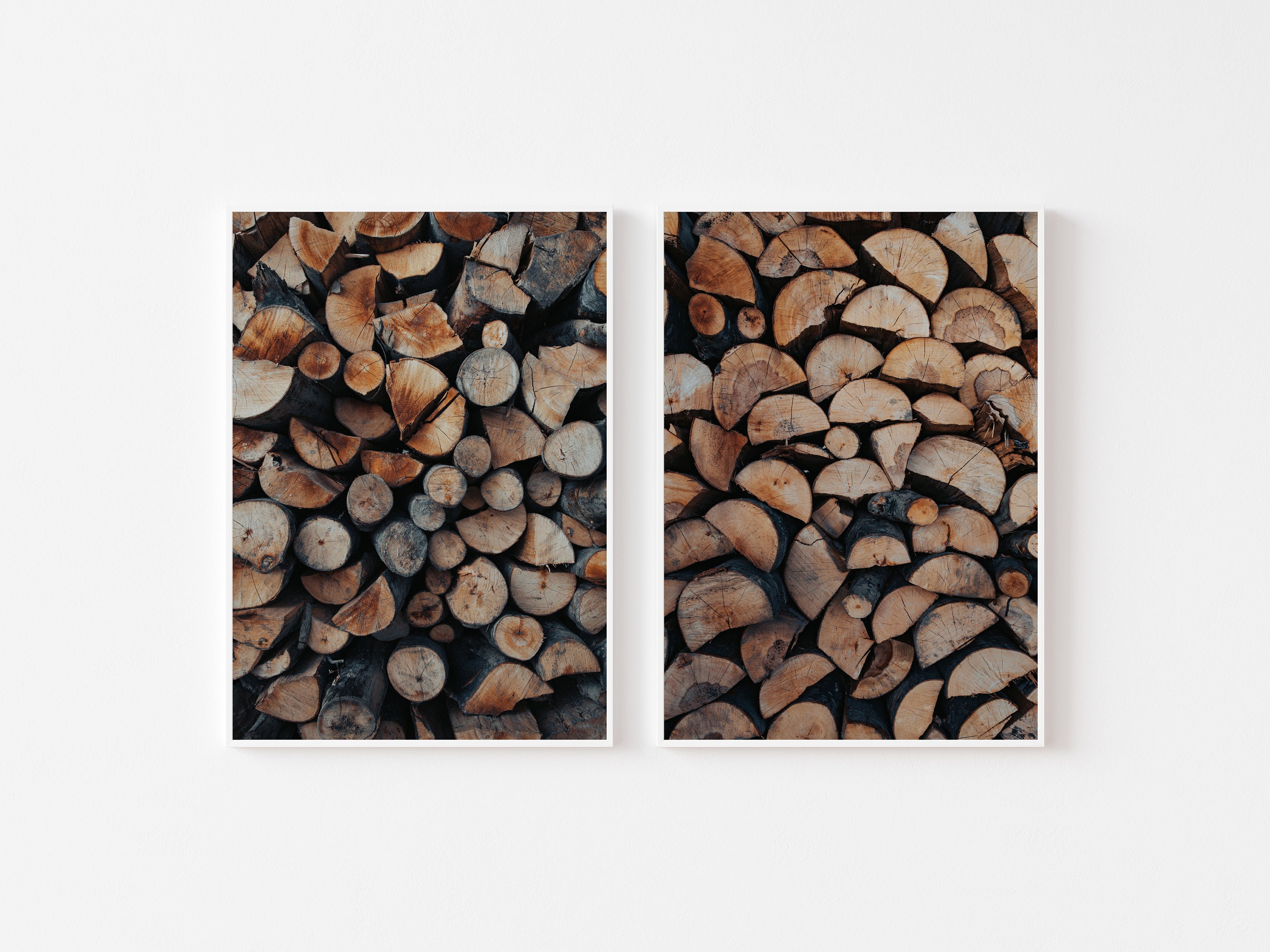 Wood Log Set of 2 Prints - Wood Art - Wood Pile Poster - Rustic Poster ...