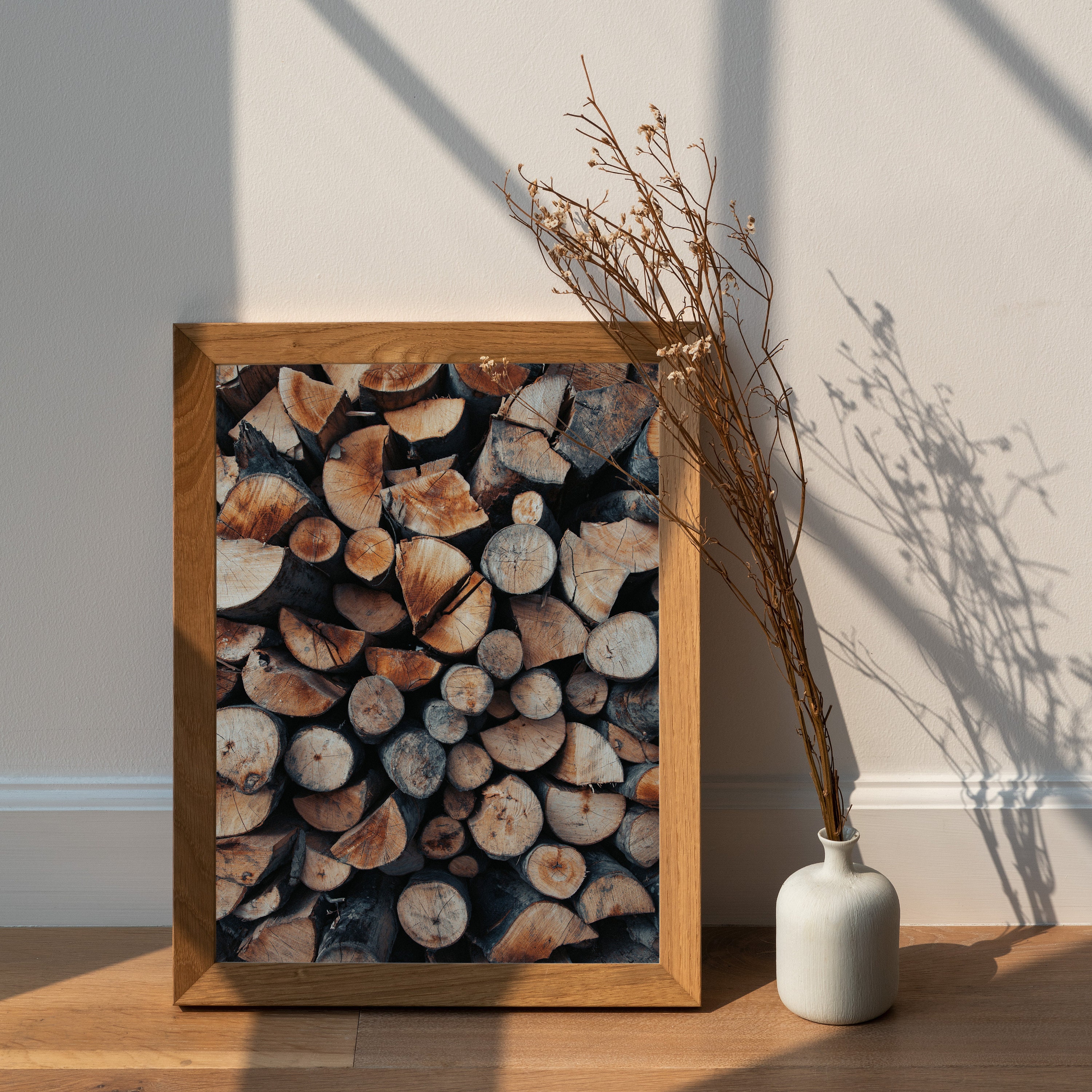 Wood Log Print - Wood Wall Art - Log Pile Poster - Rustic Decor - Wood ...