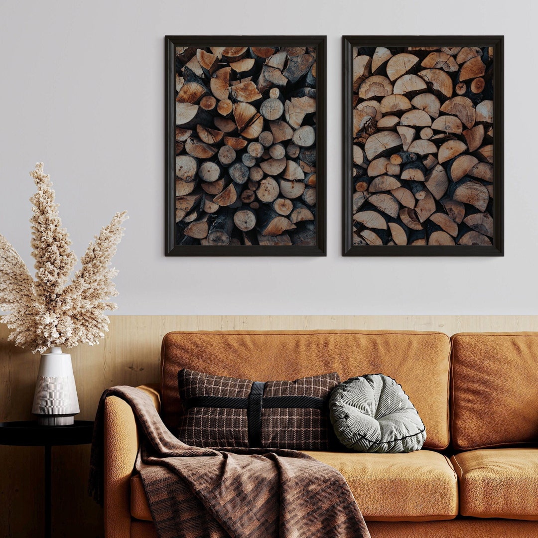 Wood Log Set of 2 Prints - Wood Art - Wood Pile Poster - Rustic Poster ...