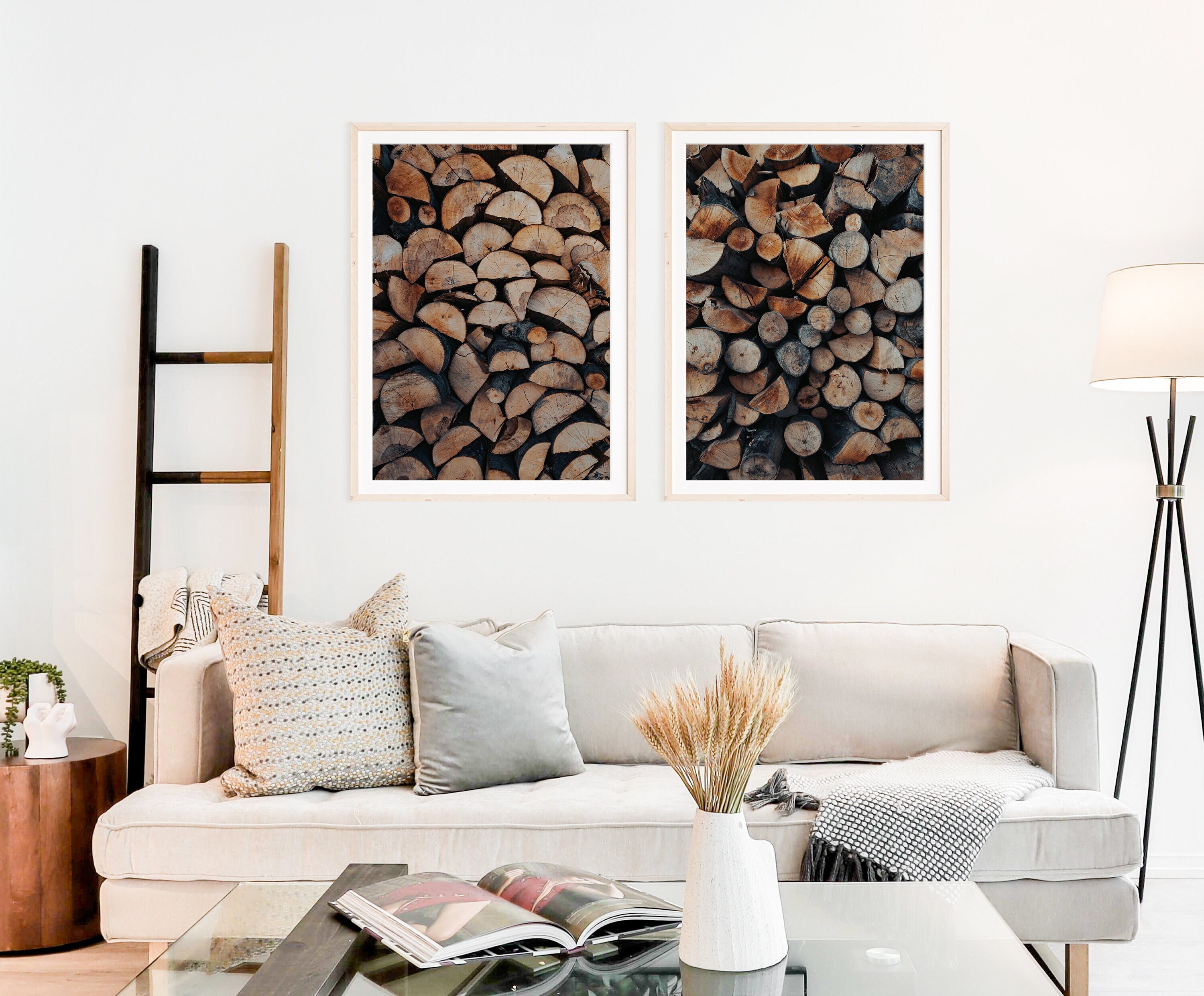 Wood Log Set of 2 Prints - Wood Art - Wood Pile Poster - Rustic Poster ...