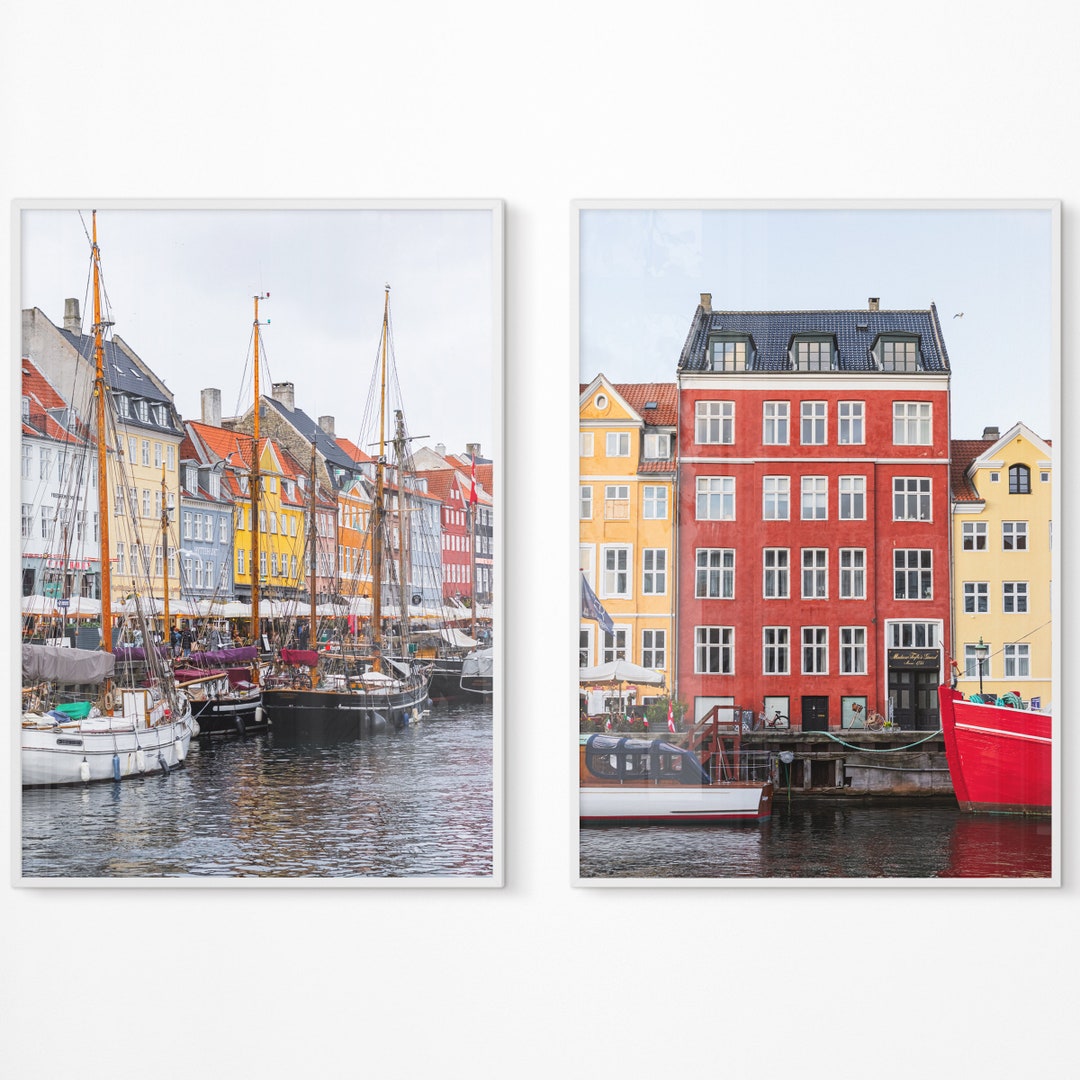 Copenhagen Set of 2 Prints Denmark Architecture Poster Travel Gift ...