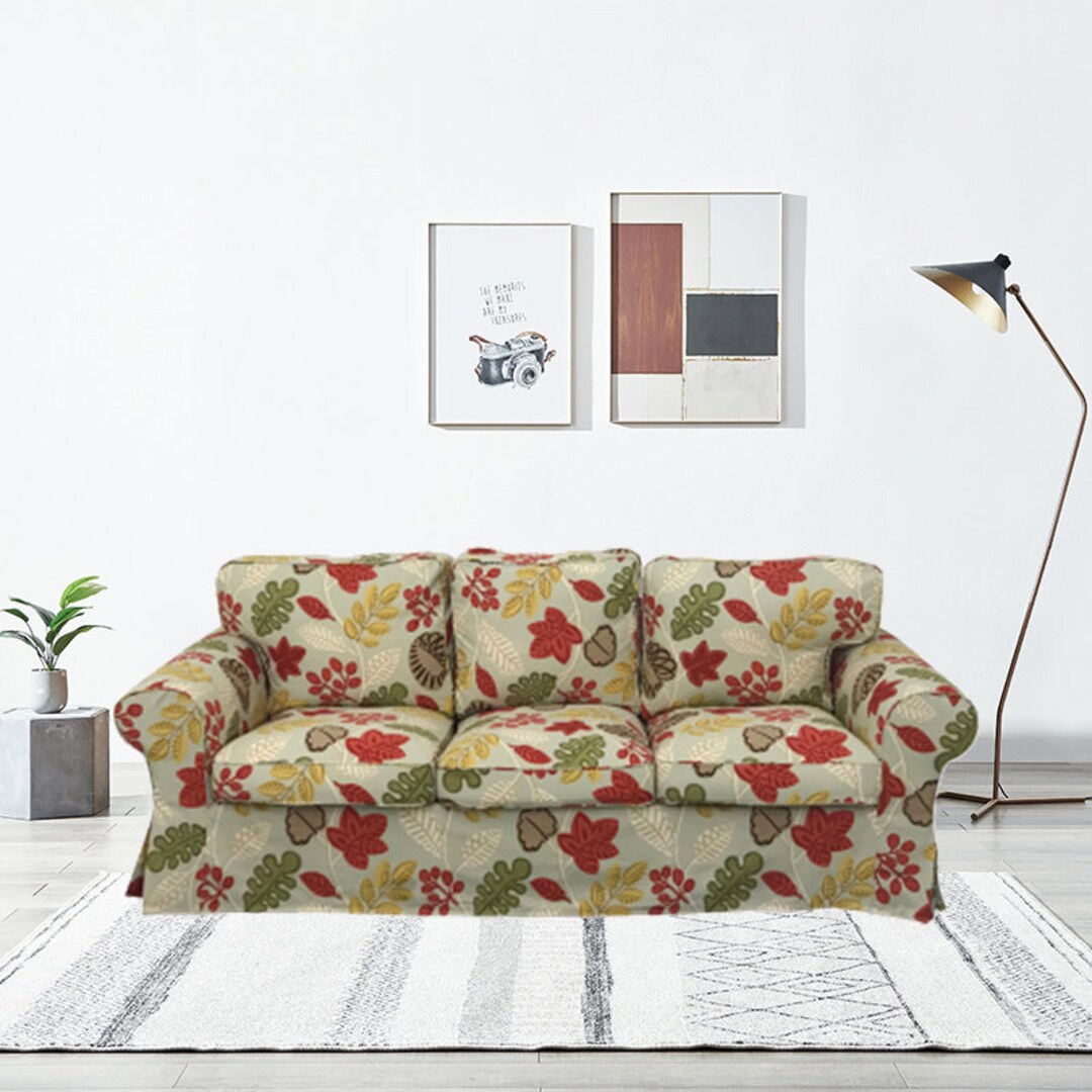 Ersatzbezug Schonbezug fur Ikea Ektorp 3 Sitzer Sofa Bezug Blumenmuster und Gittermuster nach MaB Etsy