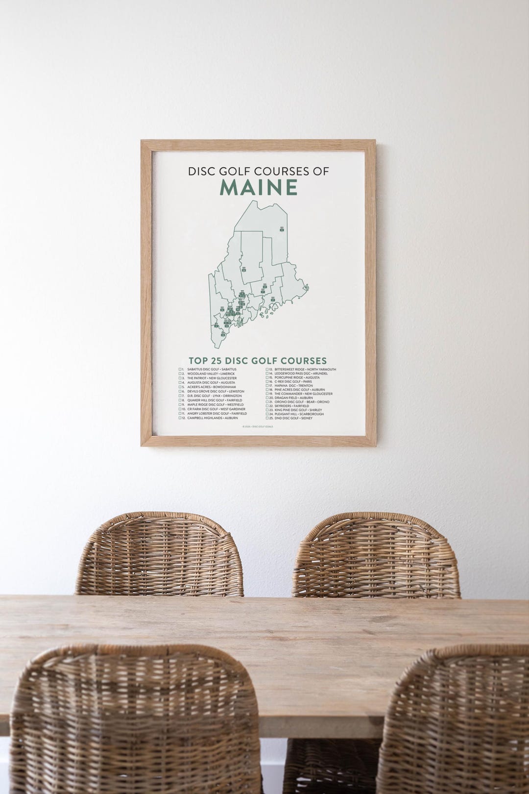 Disc Golf Top 25 Courses of Maine Map - Etsy