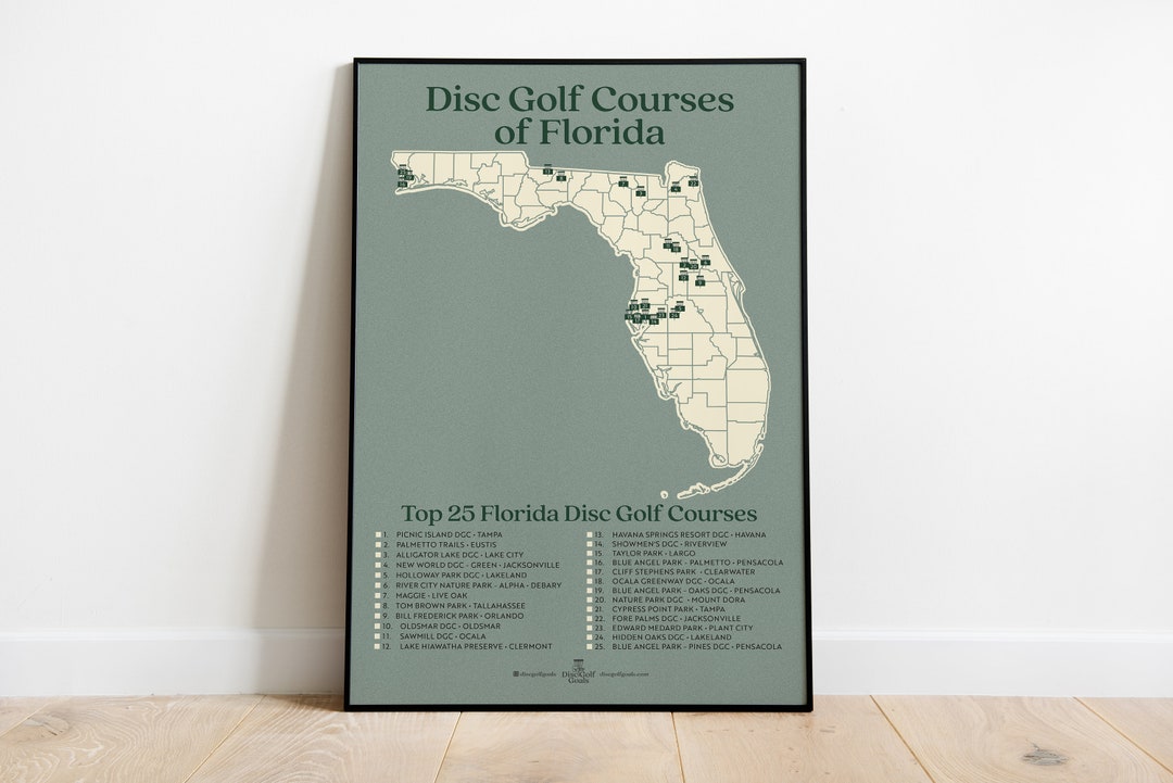 Disc Golf Top 25 Courses of Florida Map - Etsy