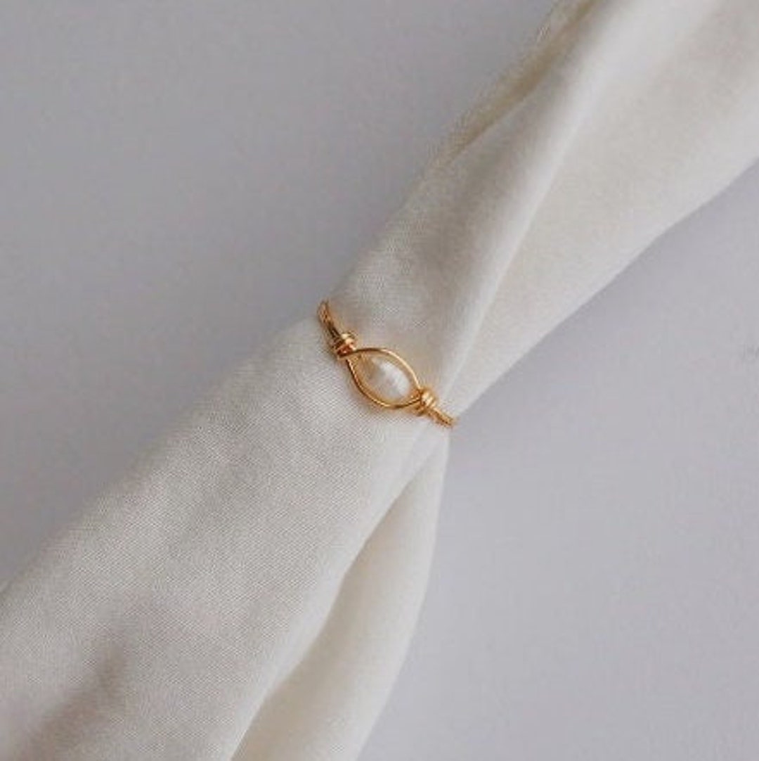 Wire Wrapped Pearl Ring, Gold Plated Pearl Ring, Dainty Pearl Ring ...