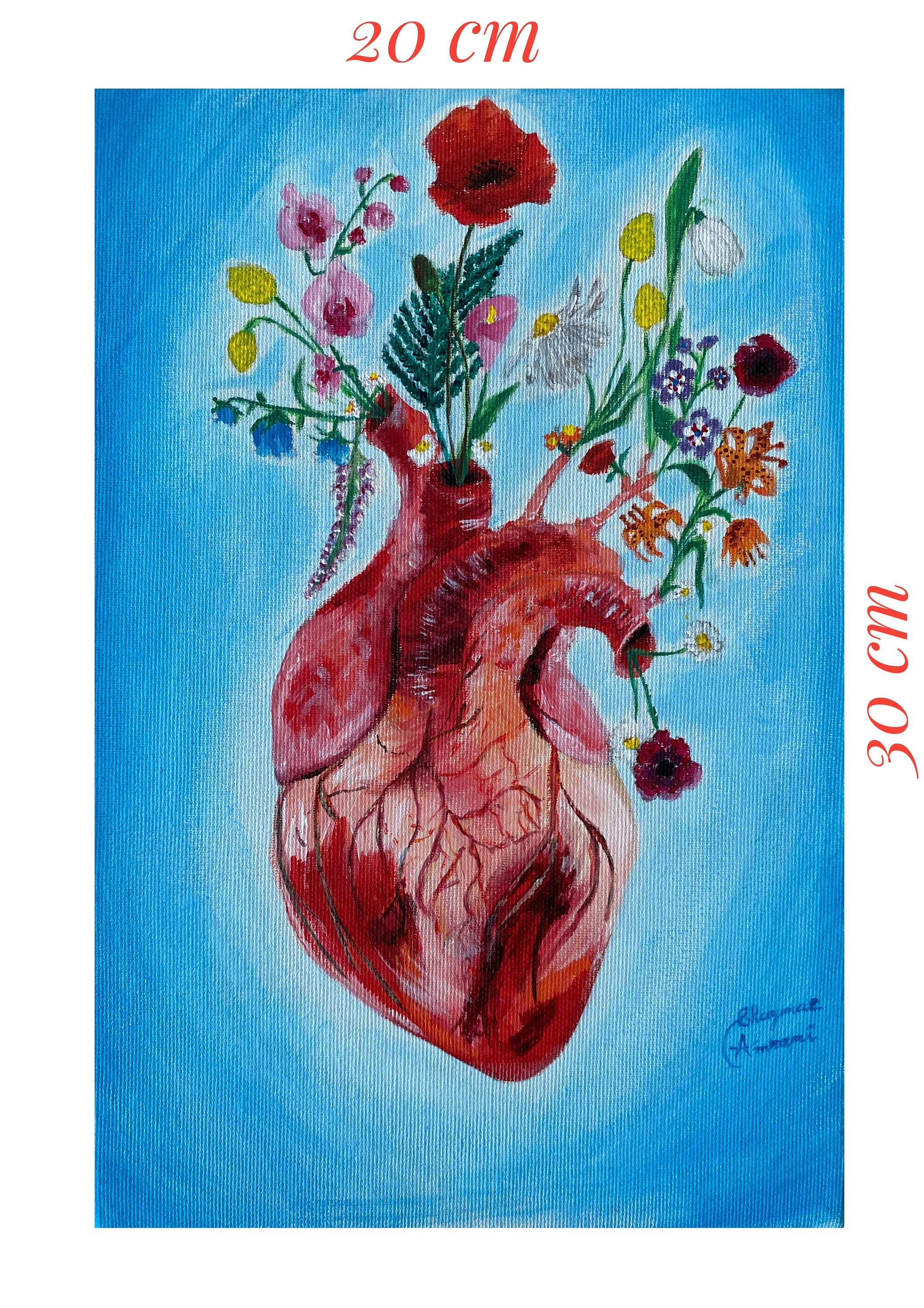 Heart Bloom Small Acrylic Painting of a Heart Blooming With - Etsy