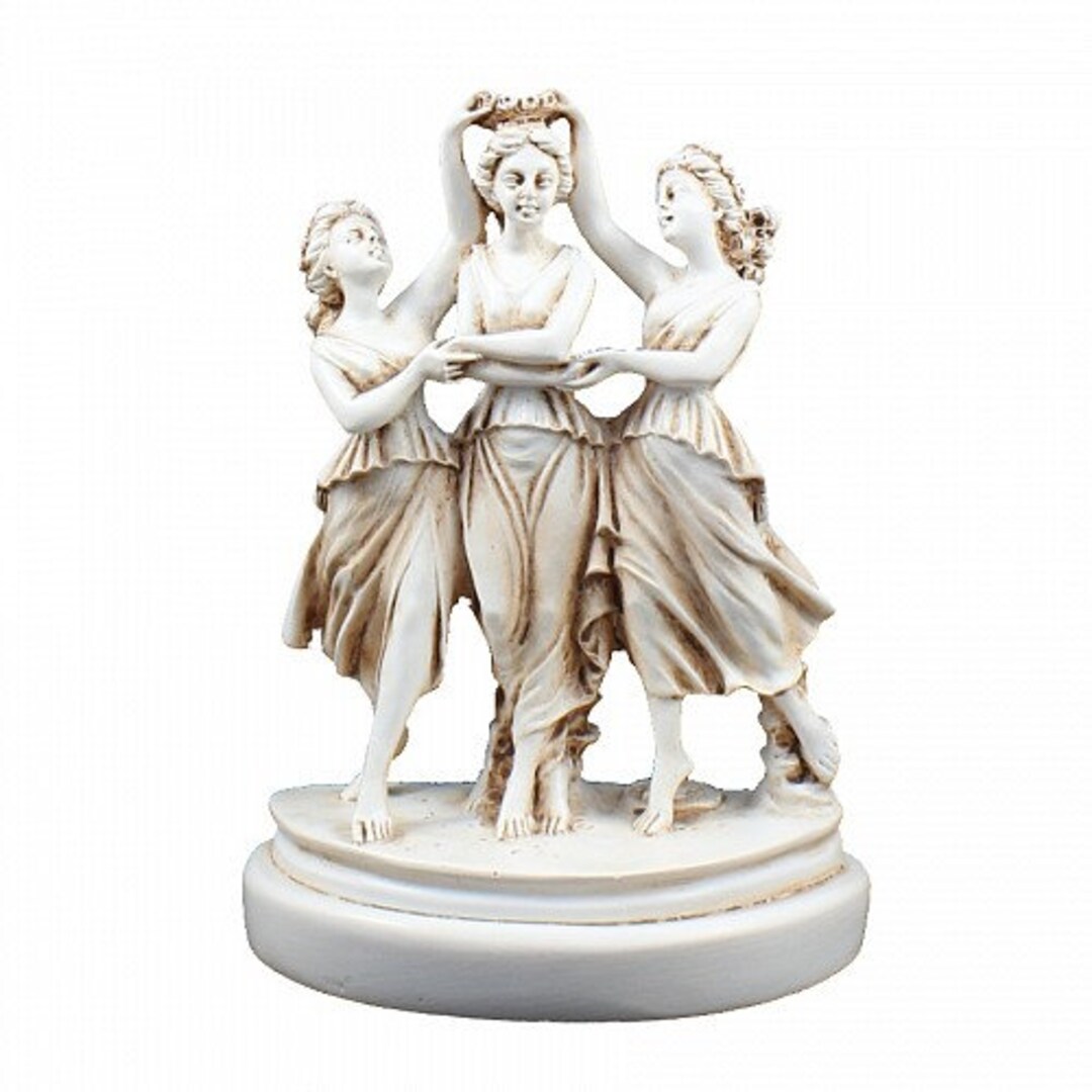 Three Graces Alabaster Statue Patina Finish 16cm Greek Mythology Art ...