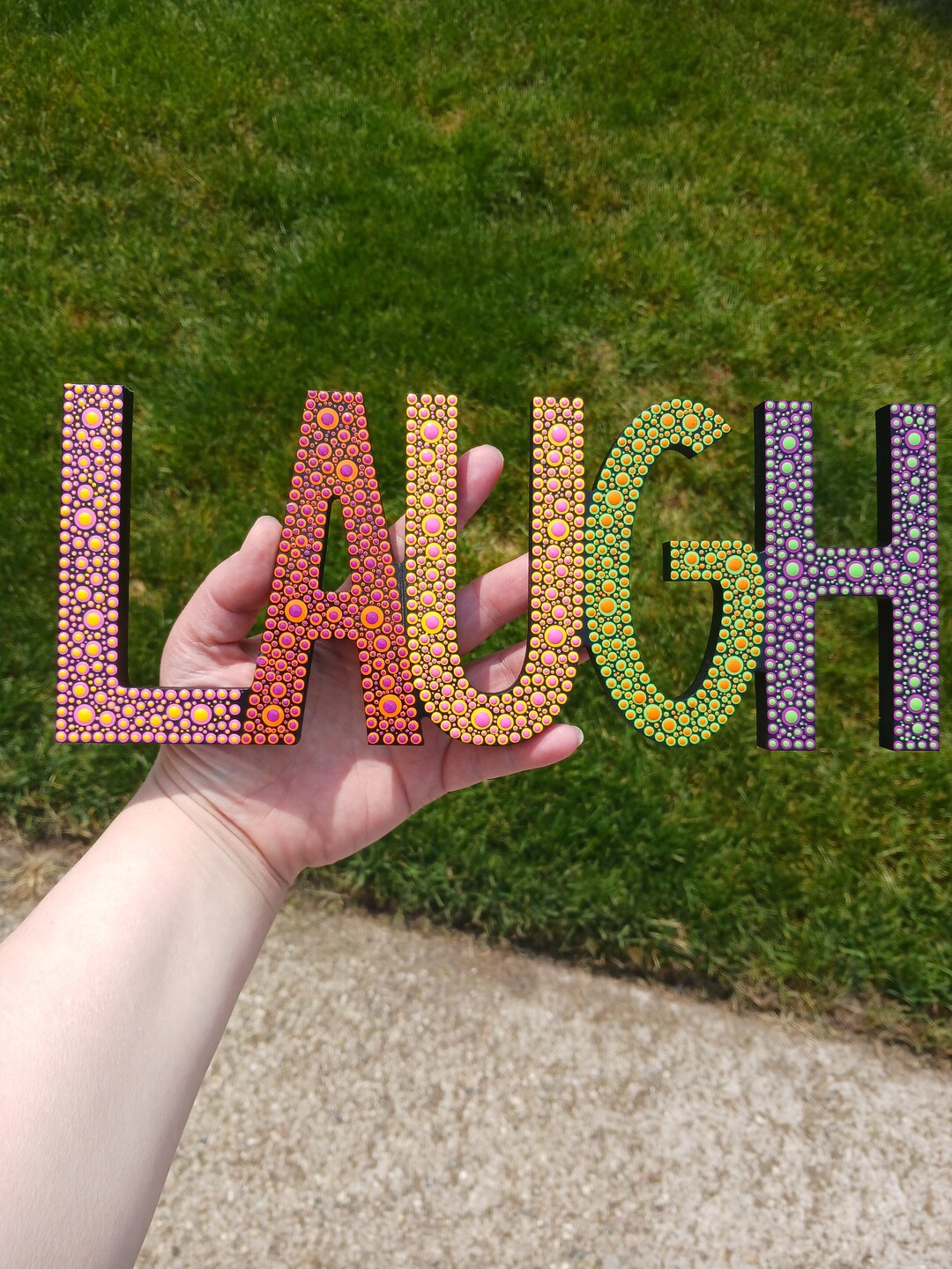 Mandala Dot Painting Laugh Sign Wall Hanging - Etsy