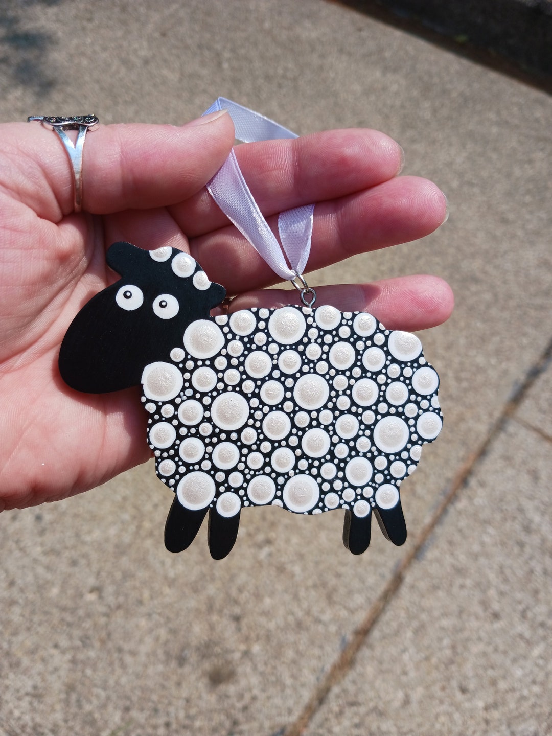 Sheep Dot Art Wooden Ornament - Etsy
