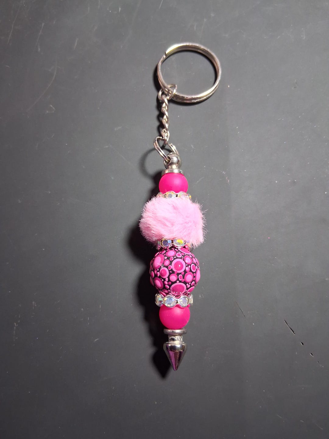 Beaded Keychain With Hand Painted Bead - Etsy